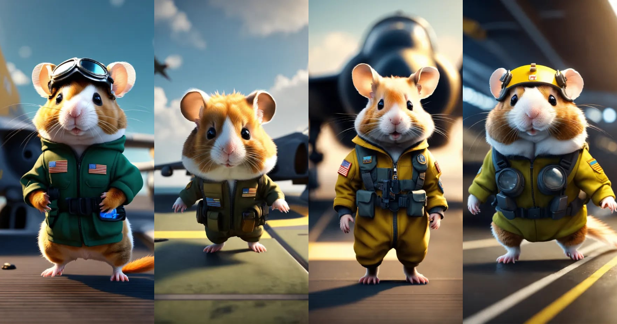 Lexica - A cute fluffy hamster pilot walking on a military aircraft ...