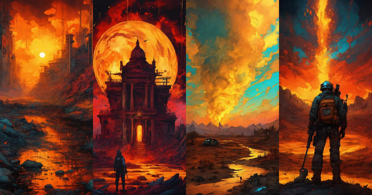 Lexica - Post apocalyptic wasteland. Tee-Shirt Design, Line Art, Black ...