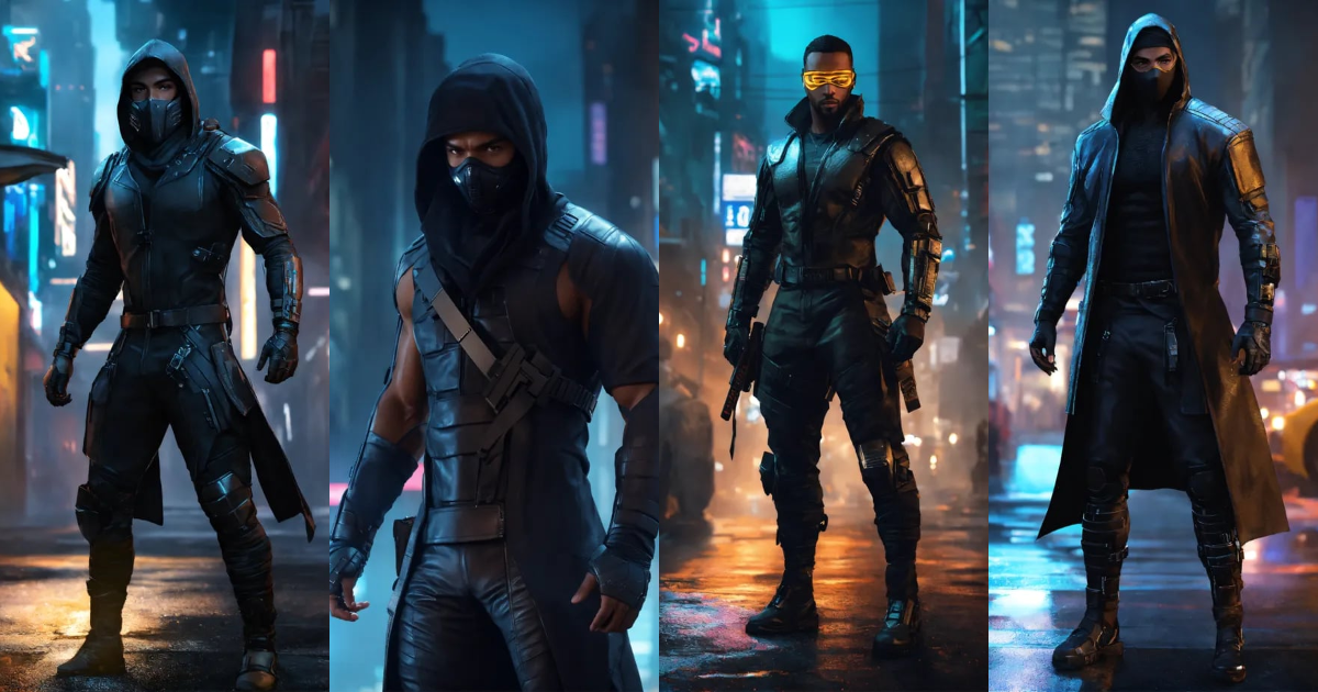 Lexica - Full body of a Handsome athletic black man, a male ninja a ...