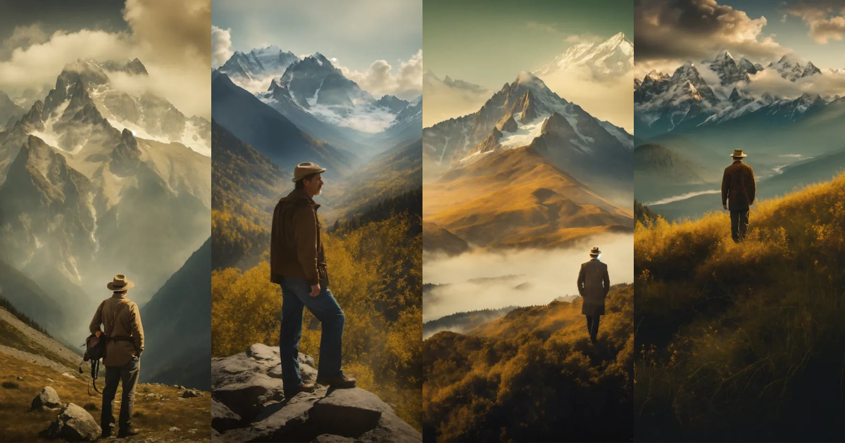 Lexica - Double Exposure Man and Mountain Echoes, Whispered Features ...