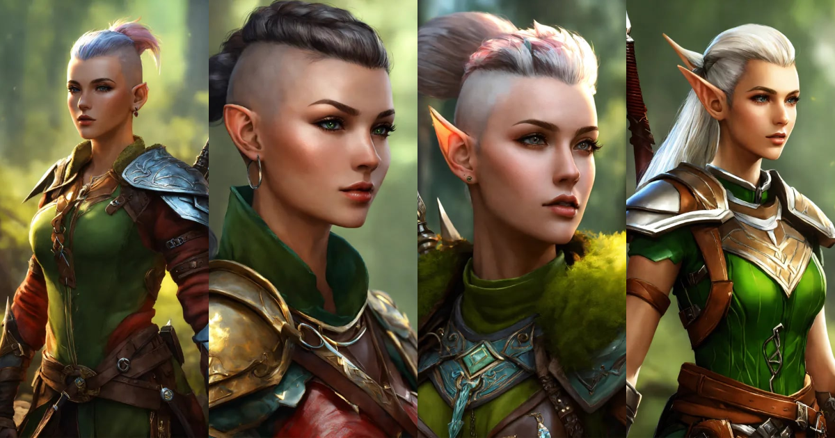 Lexica - Female elf ranger with sides of head shaved in mohawk