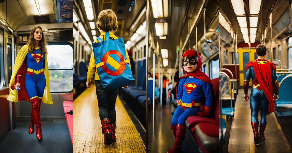 Lexica - Superhero wears a bag. riding the train with Juliet, the ...