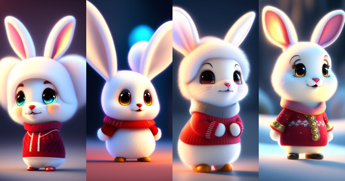 Lexica - Pixar style,cute pixar style white fairy rabbit ,Singing with ...