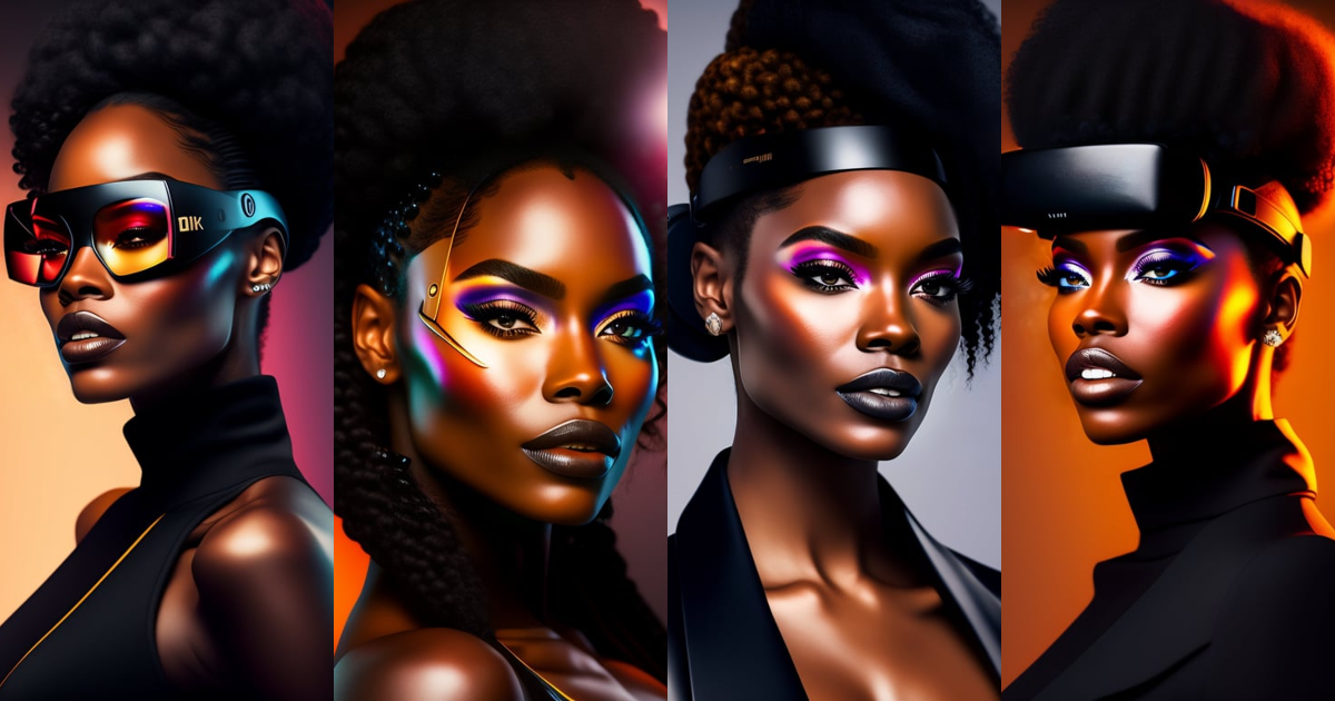Lexica - Futuristic black model with innovative oculus headset - deco ...