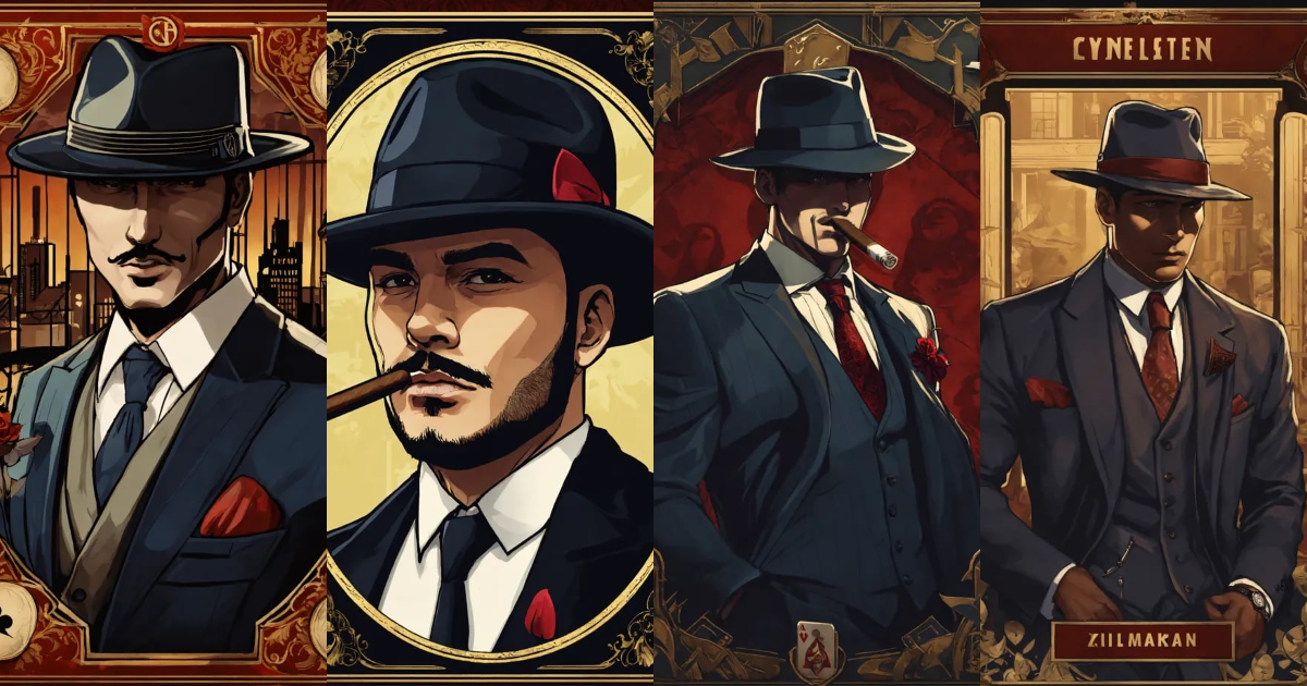 Lexica - Design a Gangster-themed playing card featuring a mysterious ...
