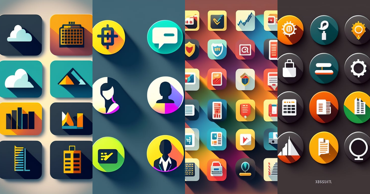 Lexica - A set of icons designed by banksy, flat design, clean background