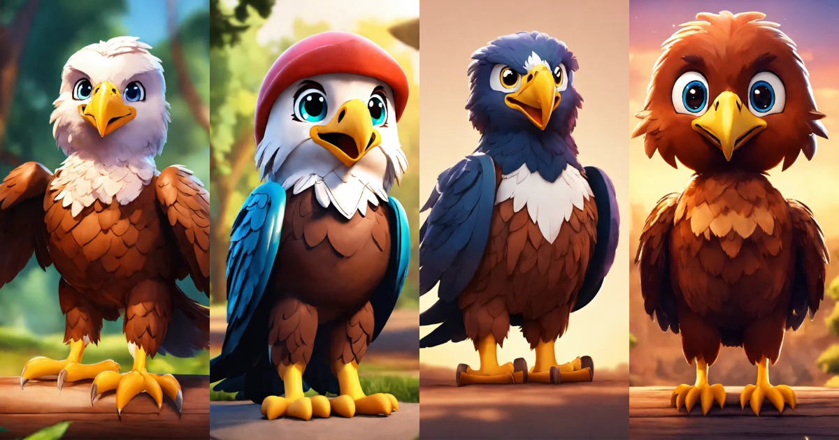 Lexica - Cute eagle, standing straight, looking happy, with hands, as a ...