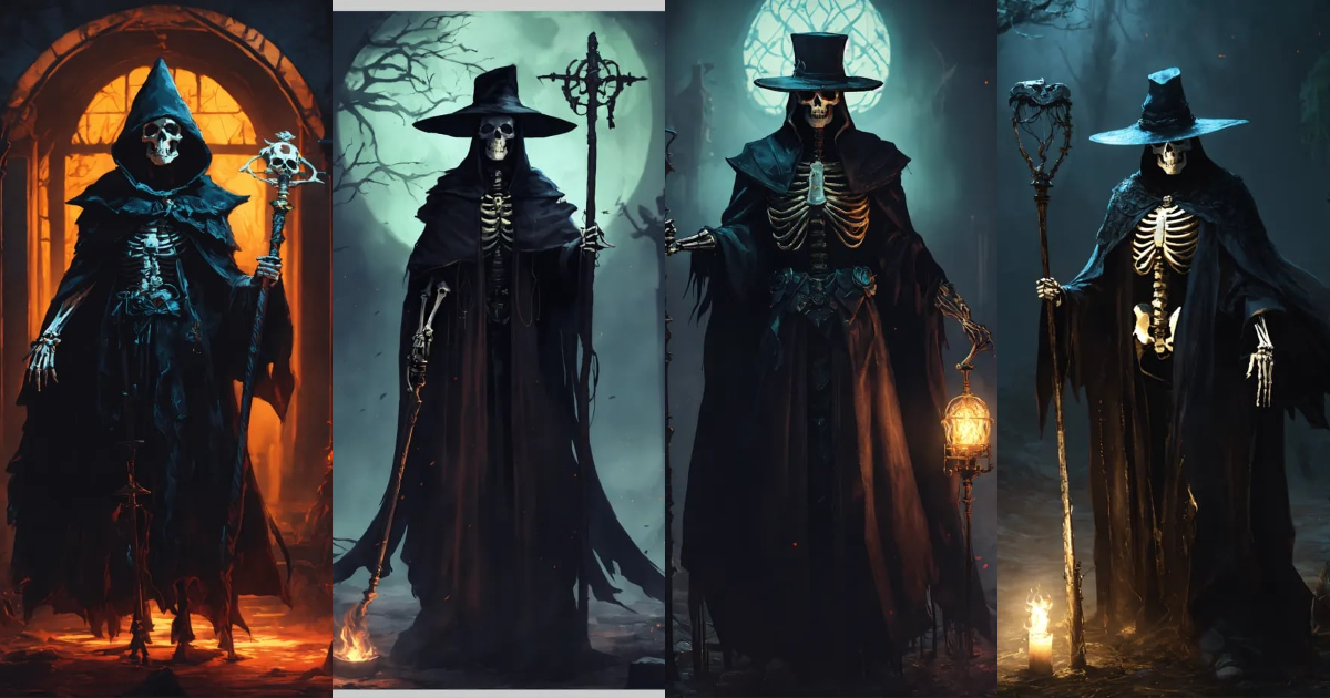 Lexica - The image features a skeletal figure wearing a black robe and ...