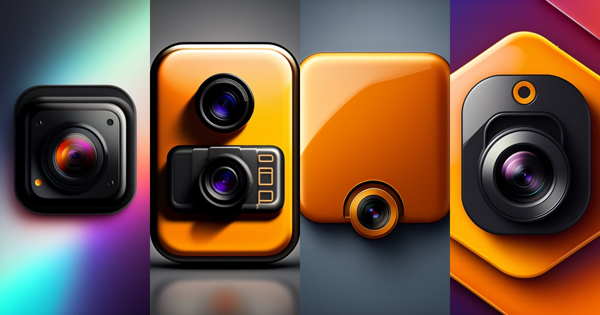 Lexica - IOS app icon design of a skeuomorphic camera