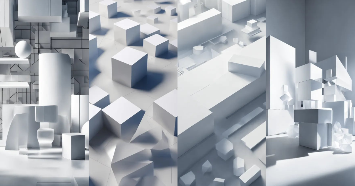 Lexica - White pieces of plastic forming minimalism. realistic lighting ...