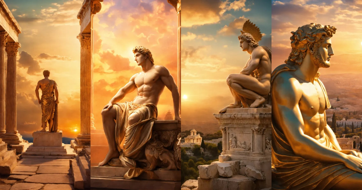 Lexica - The greek god apollo watching over the temple of apollo from ...