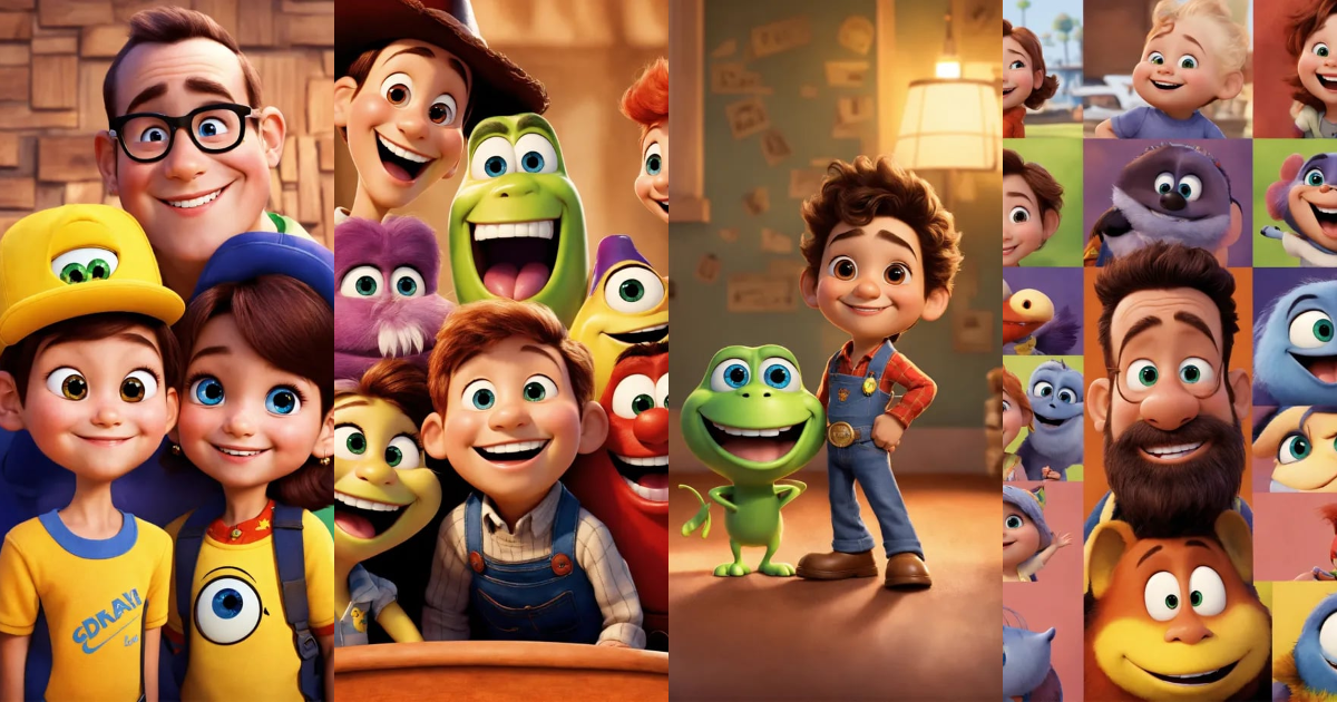 Lexica - Pixar charachters smile kids