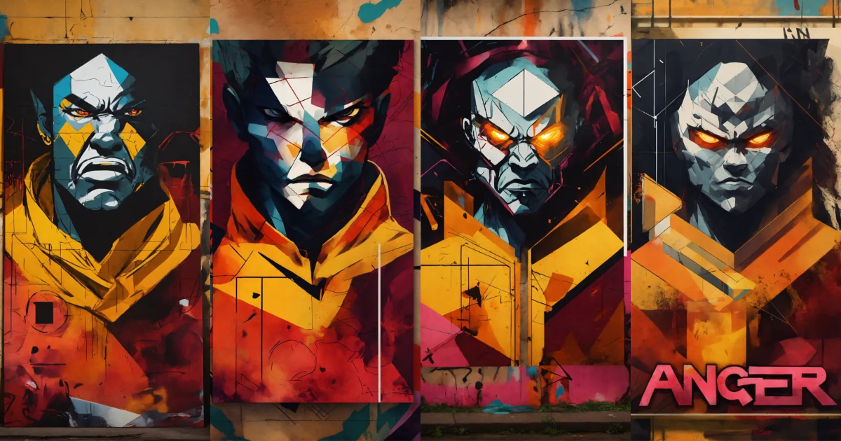 Lexica - Create a poster with the outline of a personification of anger ...