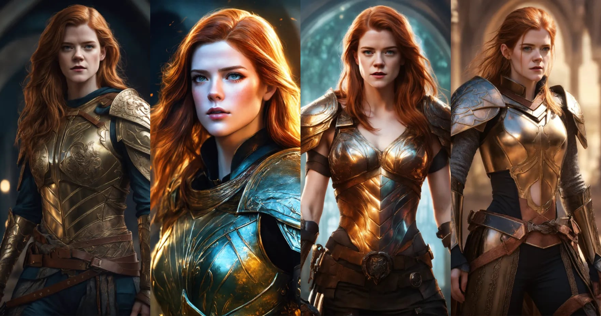 Lexica - Full body potrait of Rose leslie with pale skin, blonde hair ...