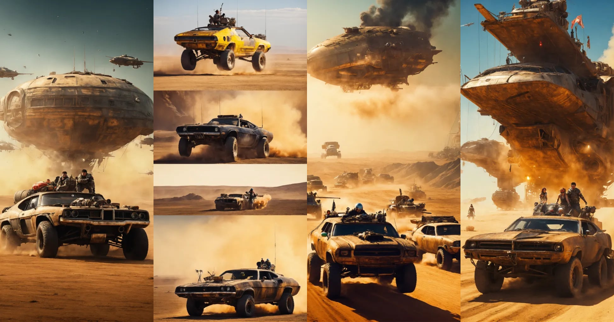 Lexica - Poor people desperately chasing spaceships mad max style