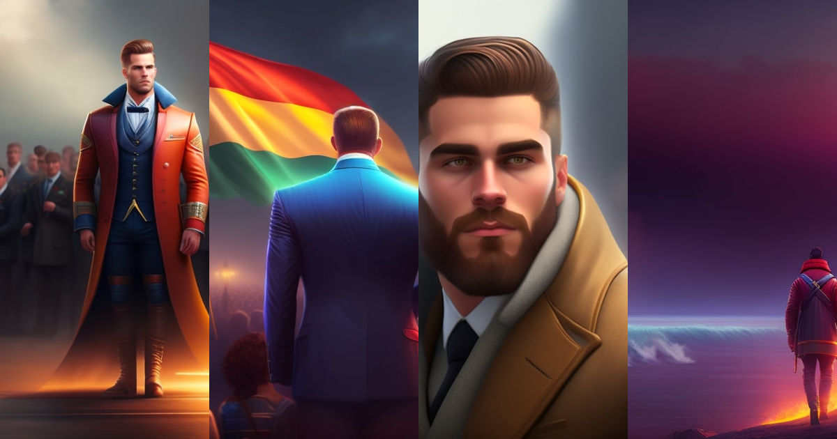 Lexica - A gallant man standing in the crowd, with a proud heart to ...