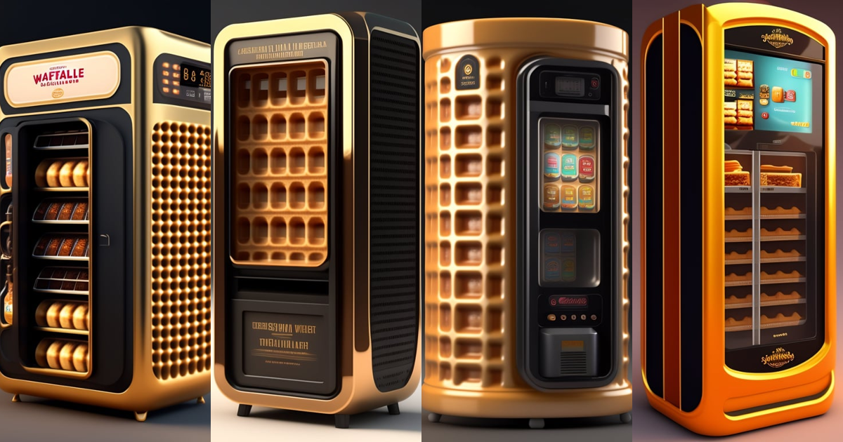 Lexica - A waffle vending machine, cute. Concept art render, intricate ...