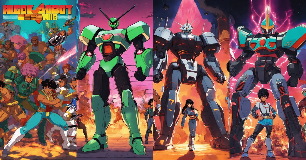 Lexica - 80s anime black and mexican and asian peopleheroes fighting ...