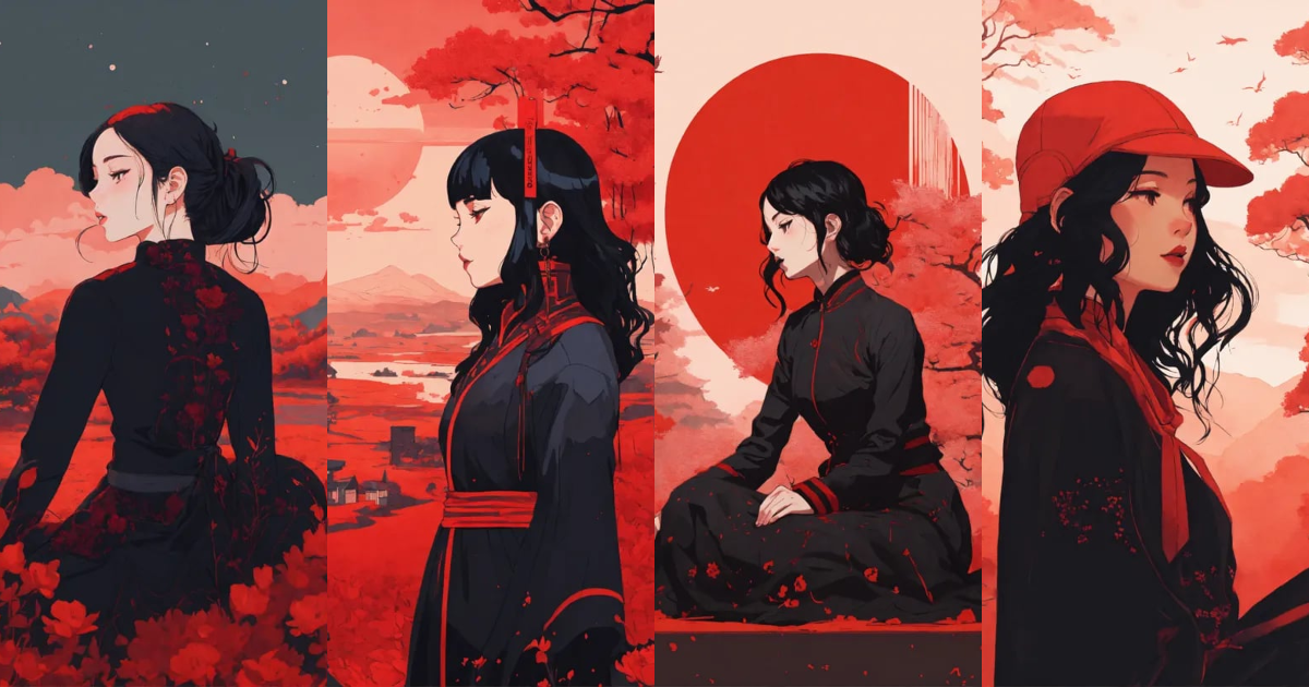 Lexica - Minimalist flat illustration of a goth girl being creative in ...