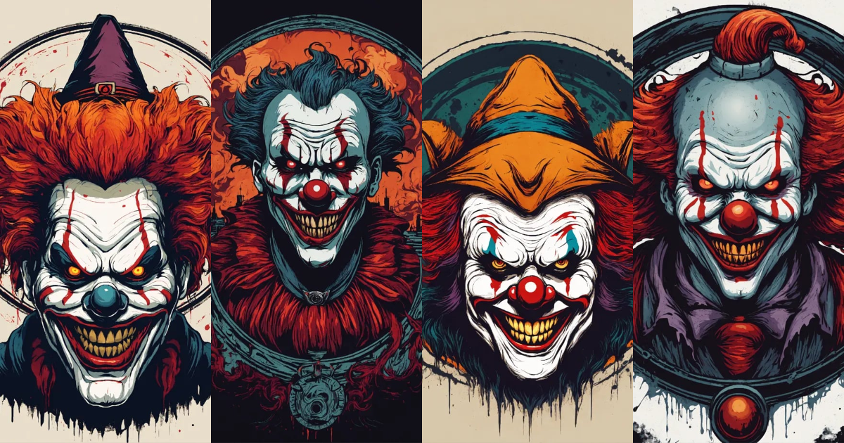 Lexica - EVIL SCARY OMINOUS evil clown in a circle, tshirt design ...