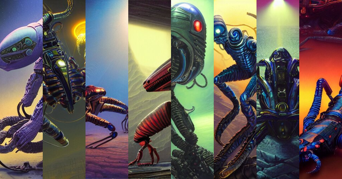 Lexica - Cinematic portrait of psychedelic robotic scorpion, exotic ...