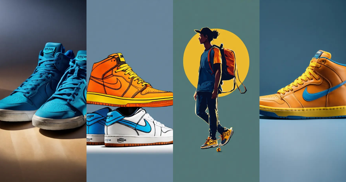 Lexica - Amazon logo, wearing sneakers, hd, plain background