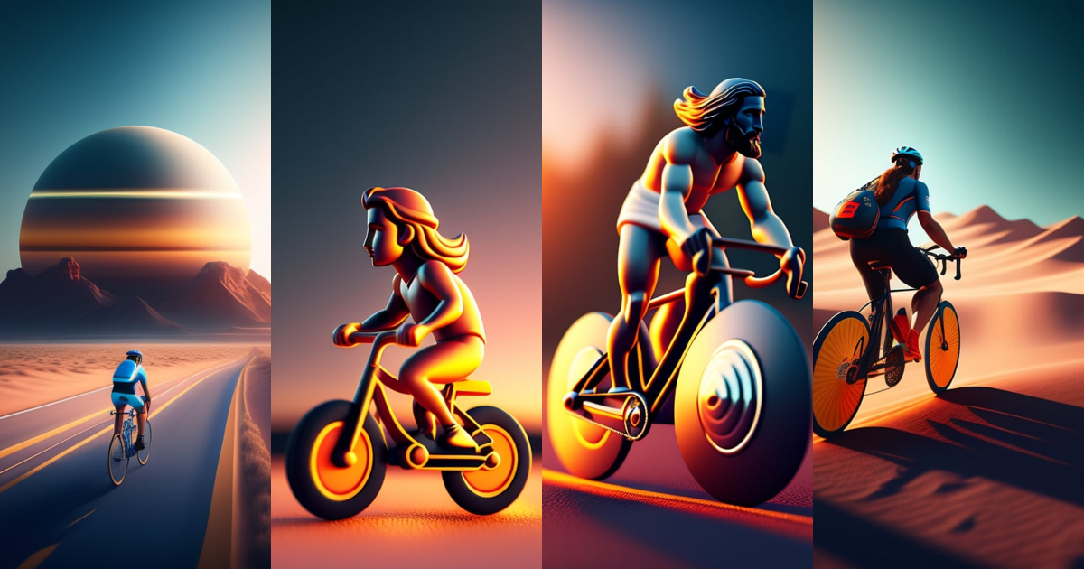 Lexica - Jesus riding a bicycle. 3d render, beeple, centered