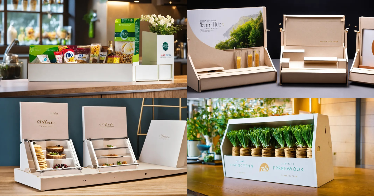 Lexica - Small countertop display made of flute cardboard white