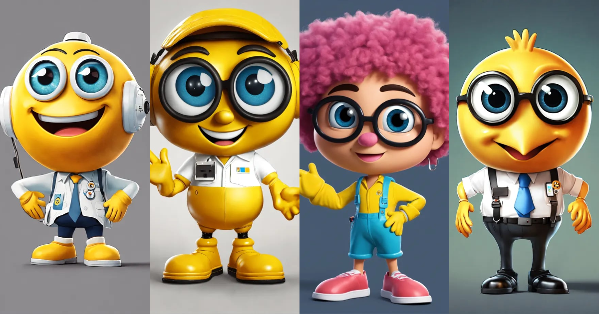 Lexica - Big eyes digital Doc mascot with hand, legs and smiley face ...