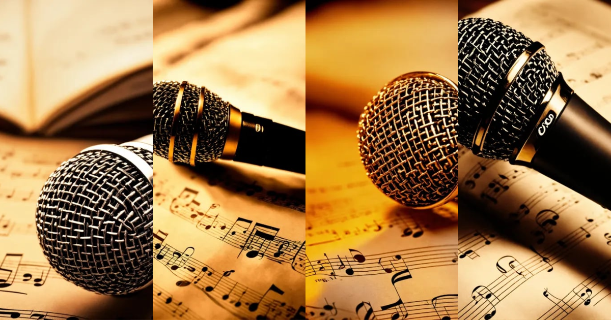 Lexica - Microphone, sheet music, singers