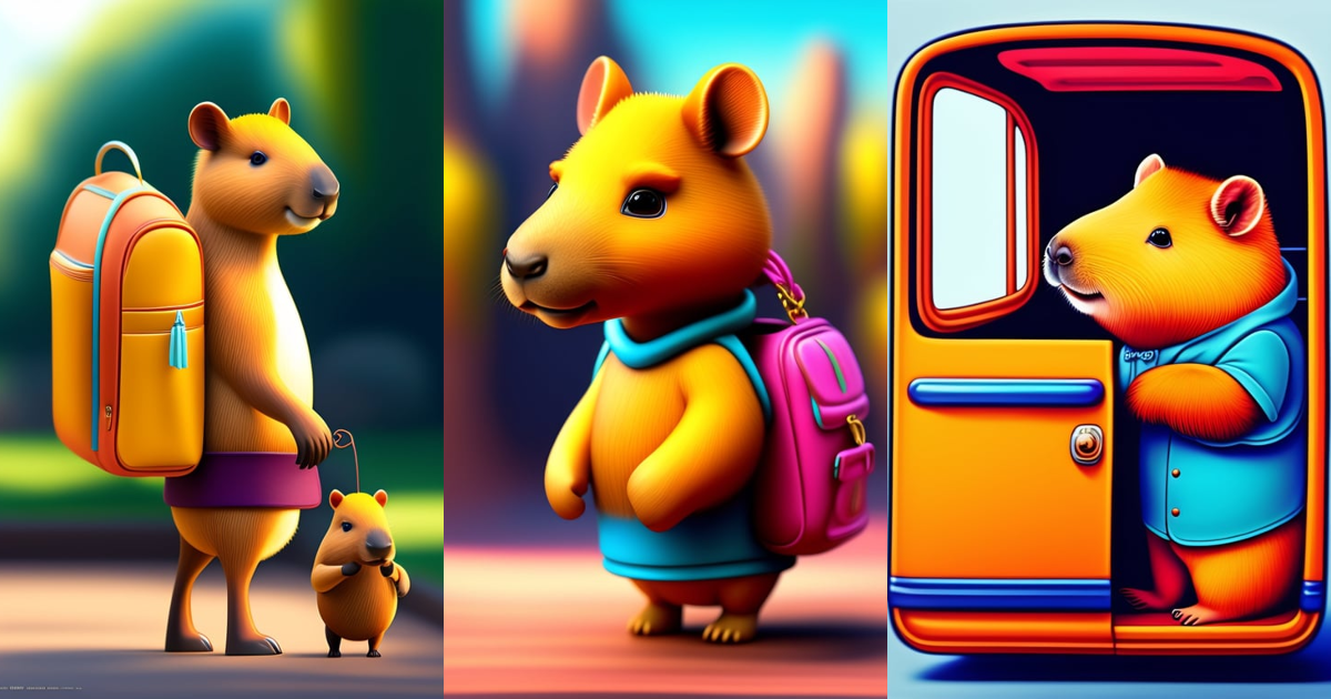 Lexica - Capybara with a barbie bag going to his school, 2d , old ...