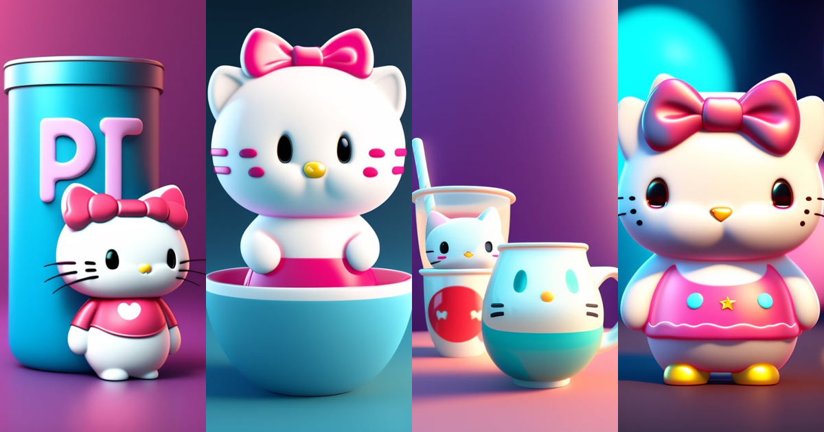 Lexica - Happy cute Hello kitty and cat cartoon character in old Disney ...