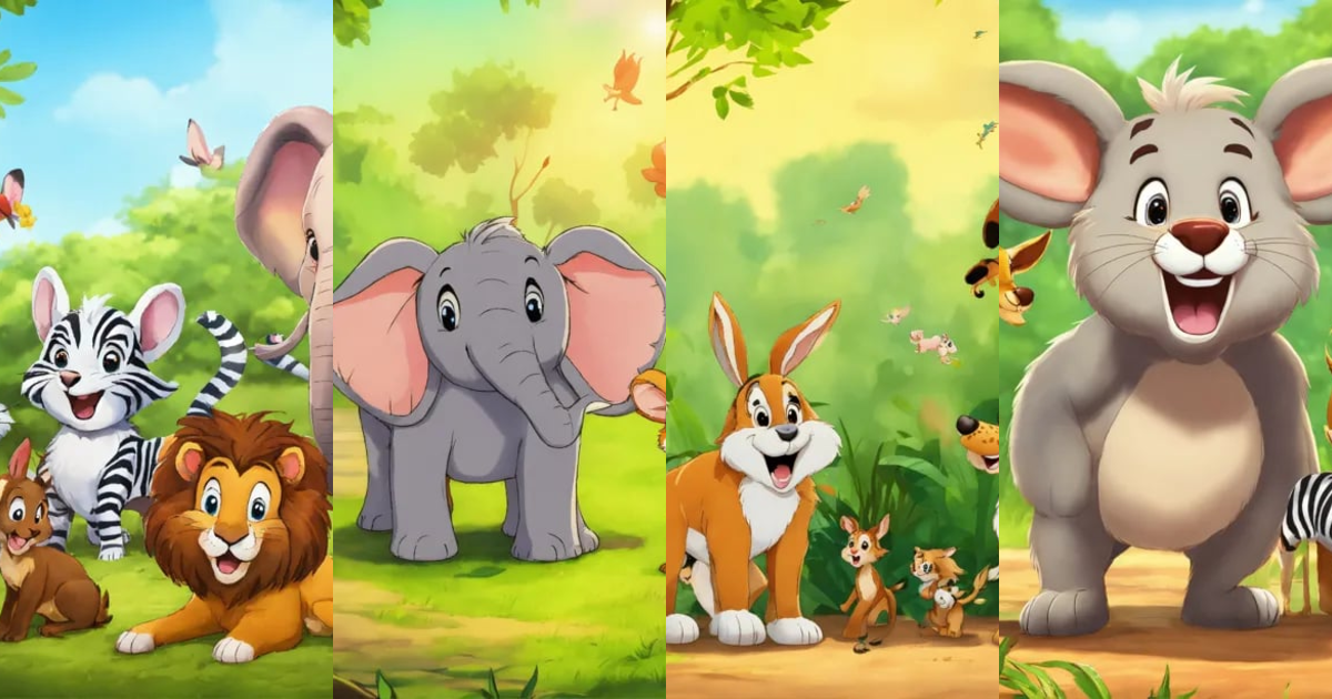 Lexica - Cartoon rabbit is very happily talking in front of other ...