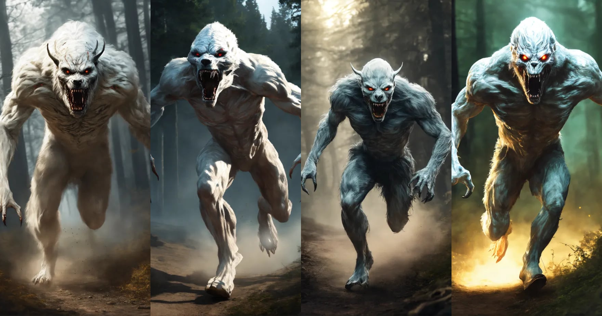 Lexica - Terrifying White SKINWALKER Running In Ultra Realistic Style