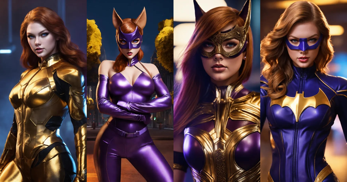 Lexica - Bat girl, Female 23 years old, looks like Taylor Swift, elegant, muscular , thin, dark ...