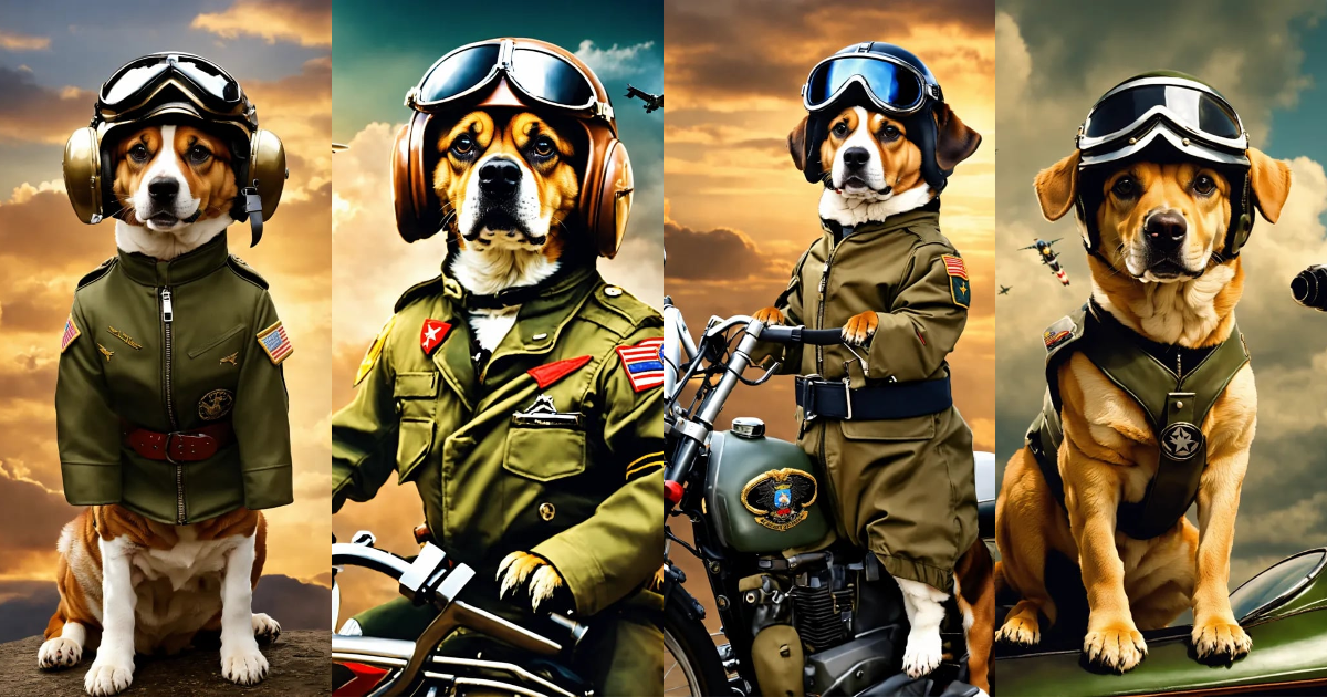 Lexica - Create a picture of a dog dressed as a fighter pilot, complete ...