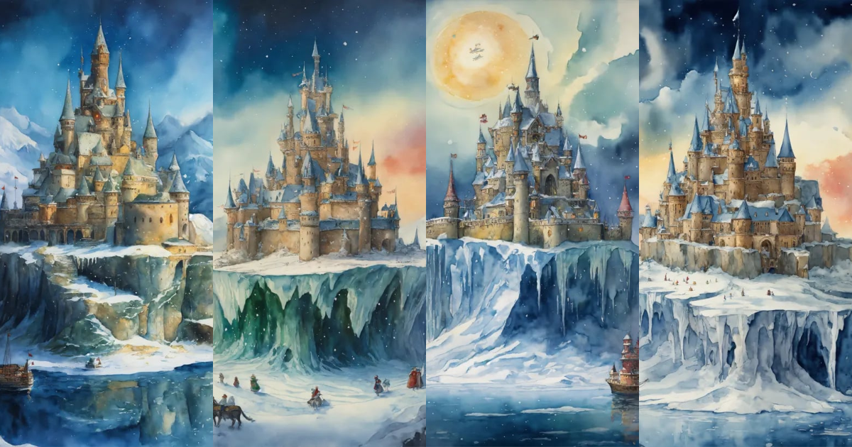 Lexica - A watercolor painting depicting an intricately detailed castle ...
