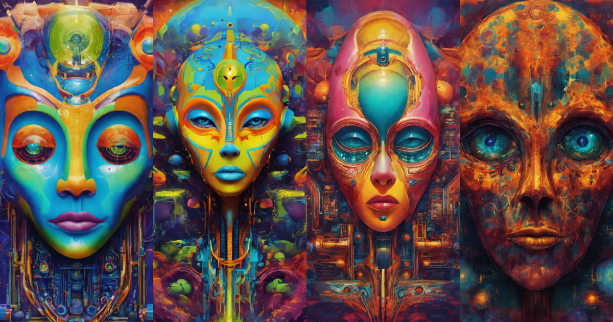 Lexica - Abstract art of an alien face with psy elements