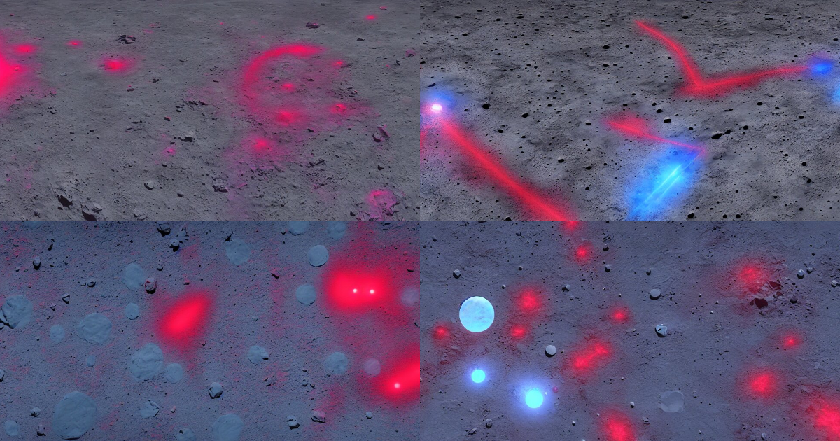 Lexica - Moonscape with lunar base, a red laser and a blue laser intersecting, unreal engine ...