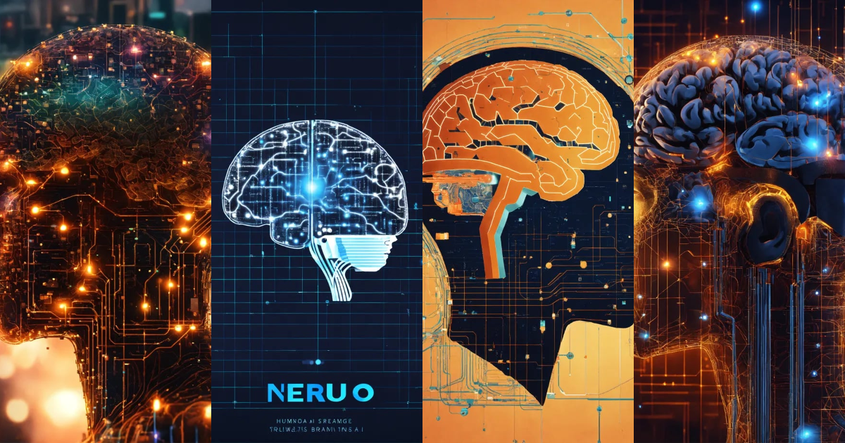 Lexica - Design a cover for "Neuro AI Strategies" without text. Central ...