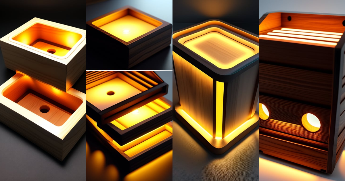 Lexica - Laser cut wood case box led MDF