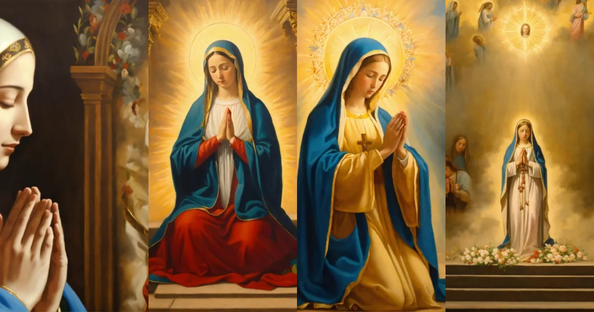 Lexica - Oil painting of our lady of miracles praying