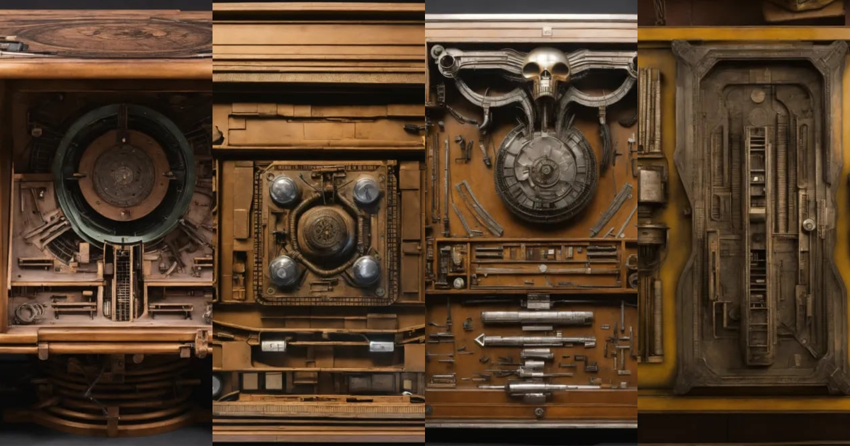 Lexica - Top view worktable desk H.R Giger style CFG scale 18