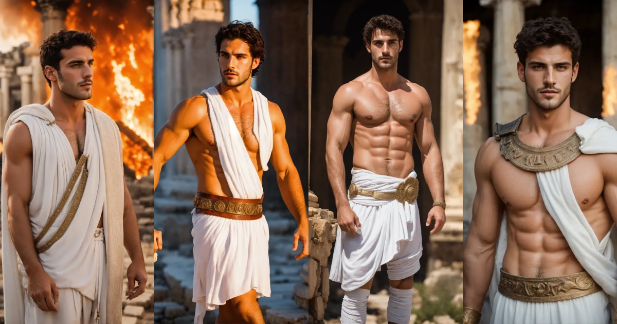 Lexica - Photo essay of handsome Greek male model, hairy chest, as ...