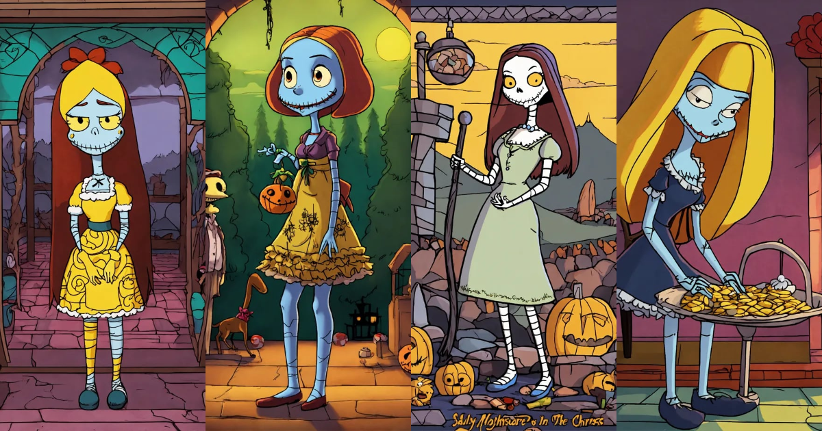 Lexica - Sally from the Nightmare Before Christmas in the simpsons style