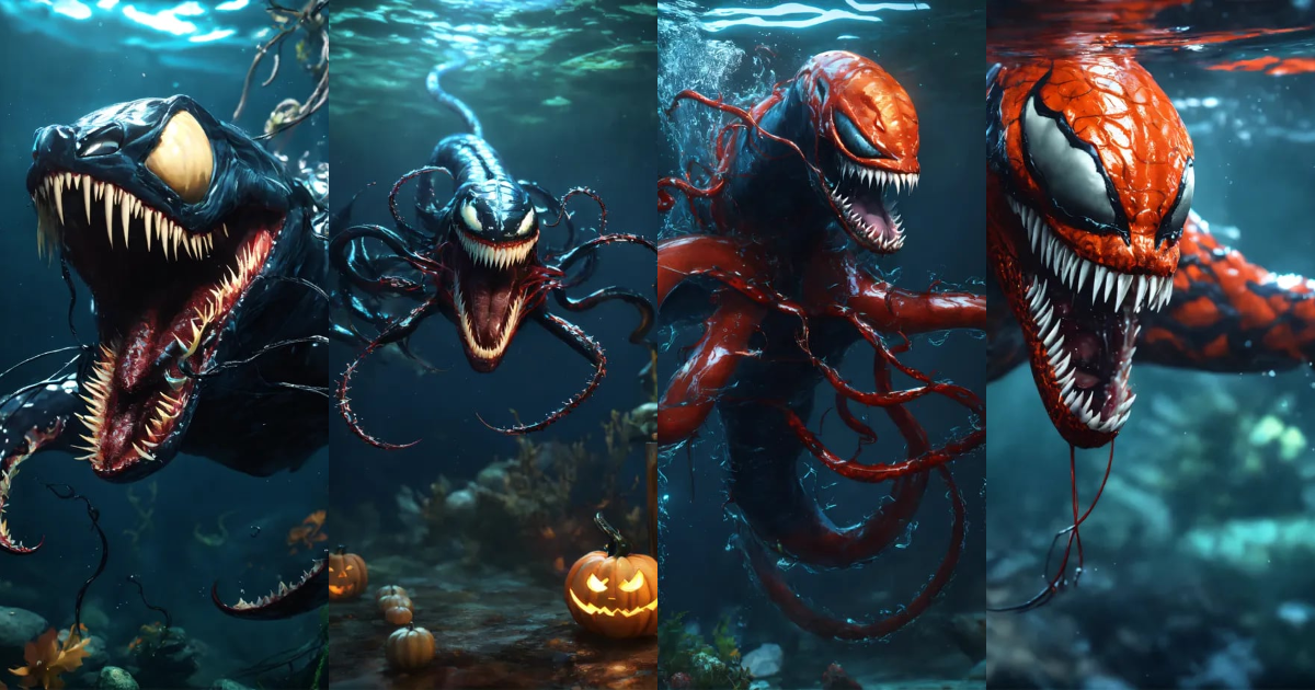 Lexica - Scary venom on a string under water, halloween, unreal engine ...