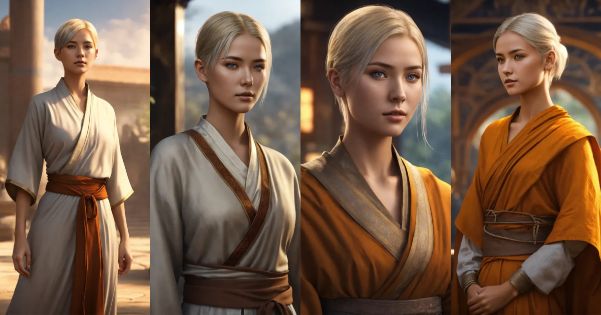 Lexica - A slim young female monk. She has short blond hair. She is ...