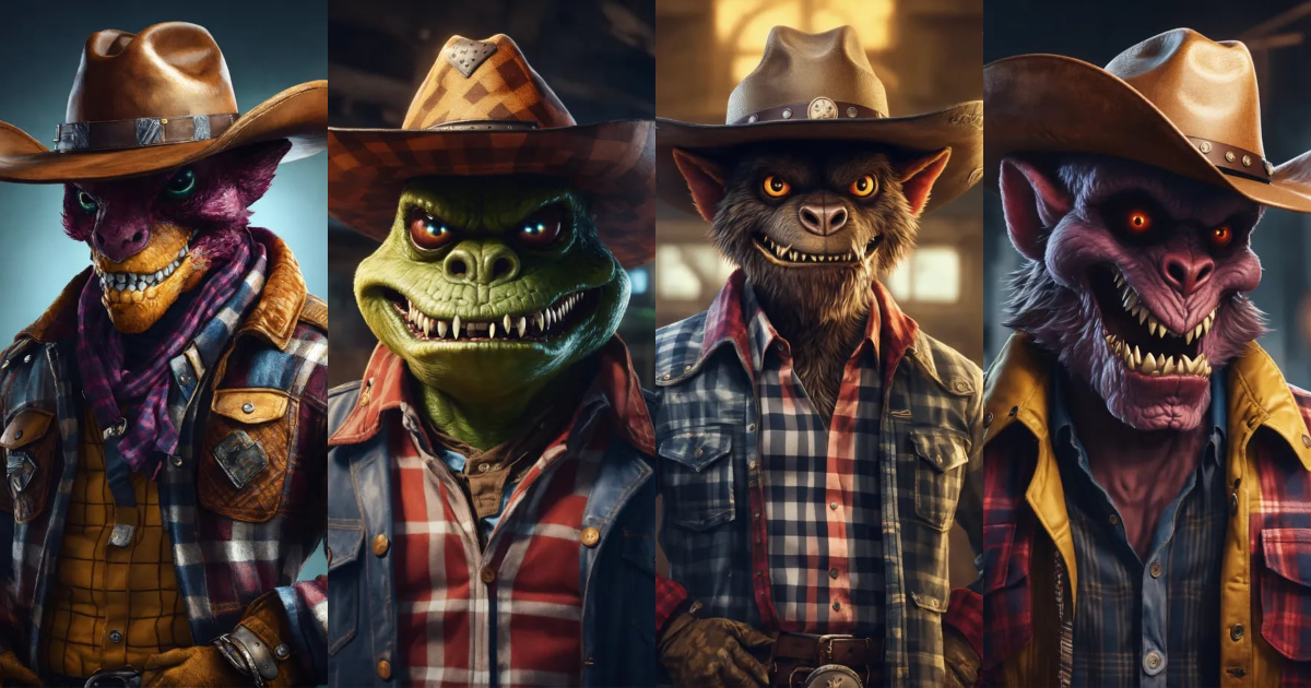 Lexica - Anthropomorphic monster wearing a checkered shirt and a jacket ...