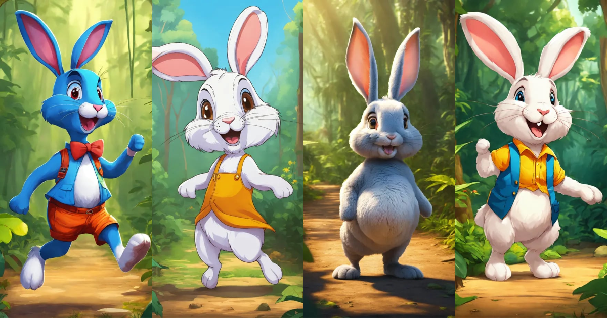 Lexica - Let cartoon big rabbit walking on two legs in jungle
