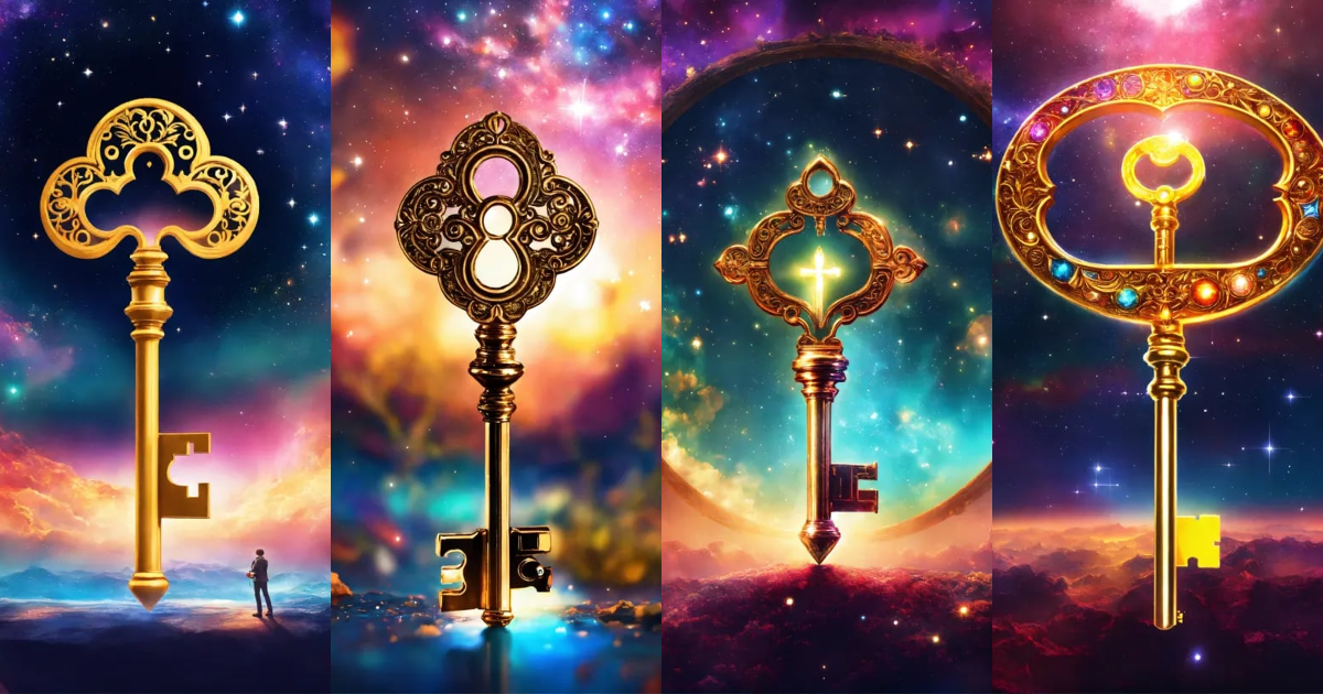 Lexica - A big Magical Key shining in vibrant universe.